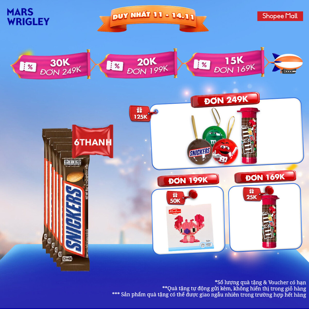 Combo of 6 Snickers Chocolate candy bars 51g | Shopee Singapore