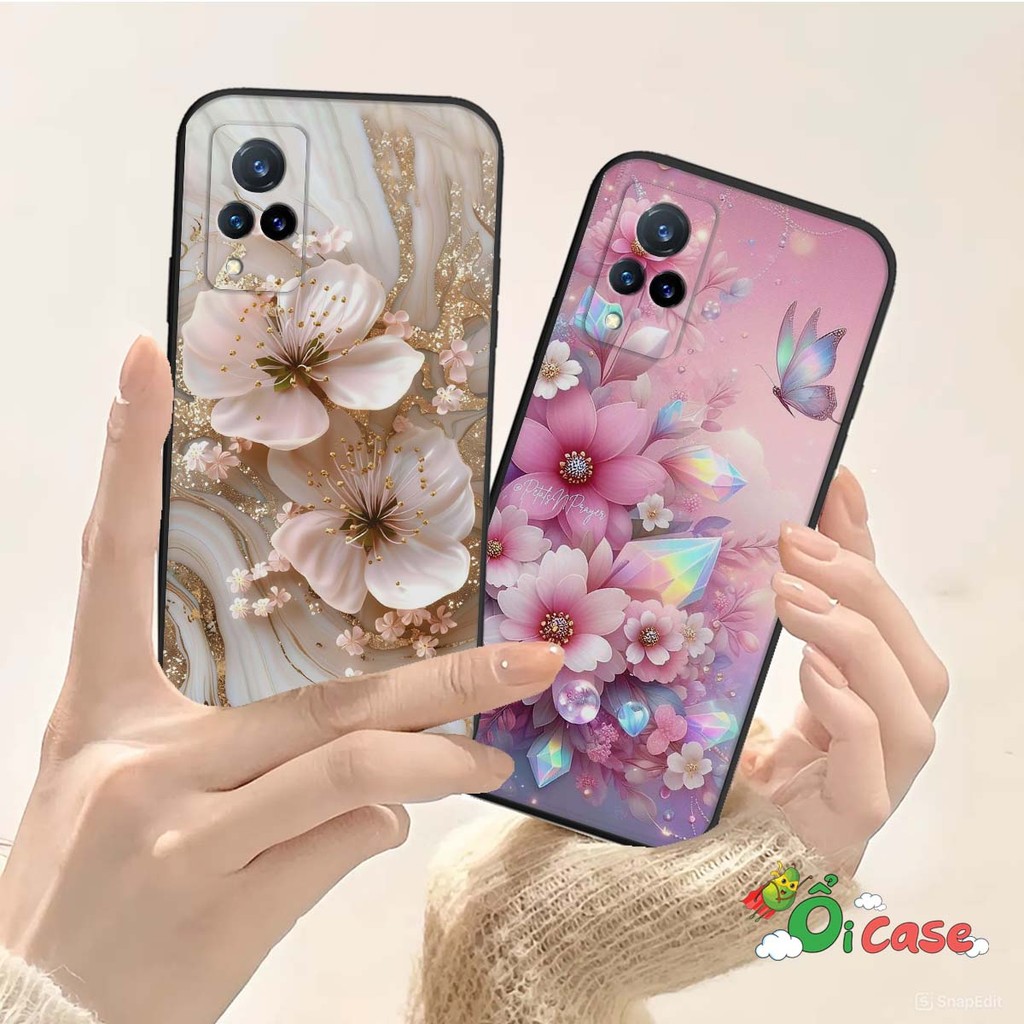 Vivo V21 / V21E case with beautiful flower pattern and beautiful ...