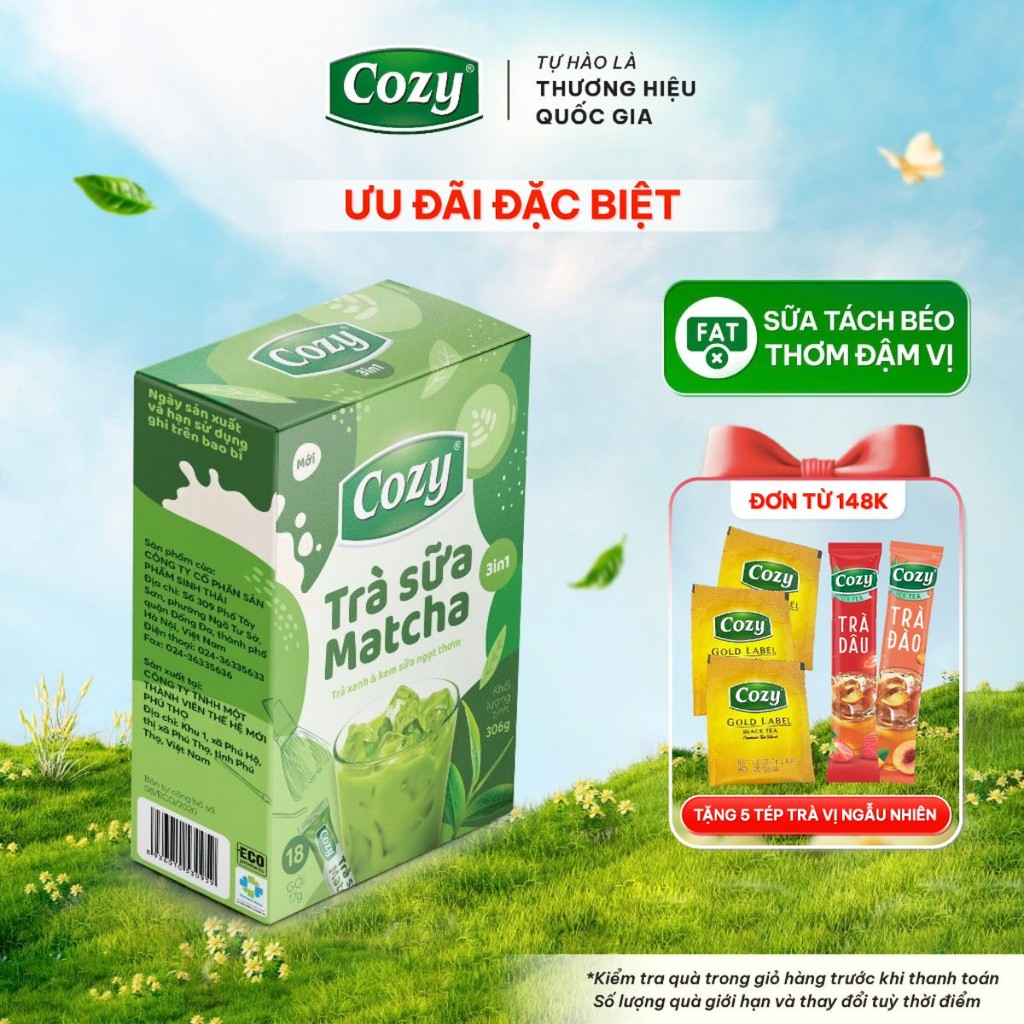 Cozy Matcha 3IN1 Instant Milk Tea (18 packs x 17gr) Fragrant Matcha ...