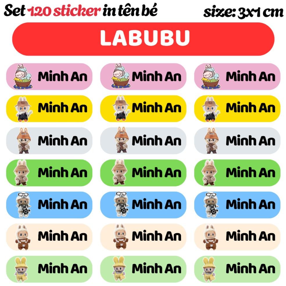 120 Baby name stickers (printed on request) for school supplies + FREE ...