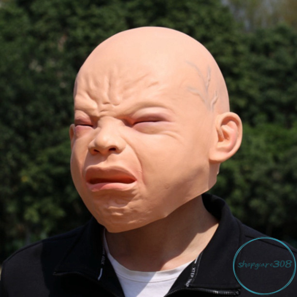 CRYING BABY mask version of a boy with a face in Halloween costume ...