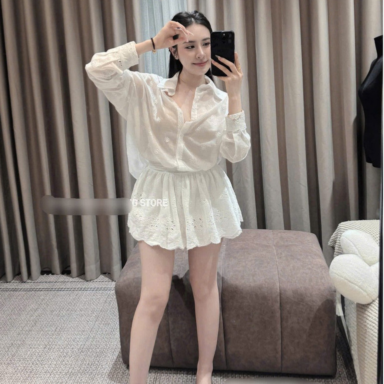 Shirt and skirt set, pretty women's skirt set, long-sleeved shirt and ...