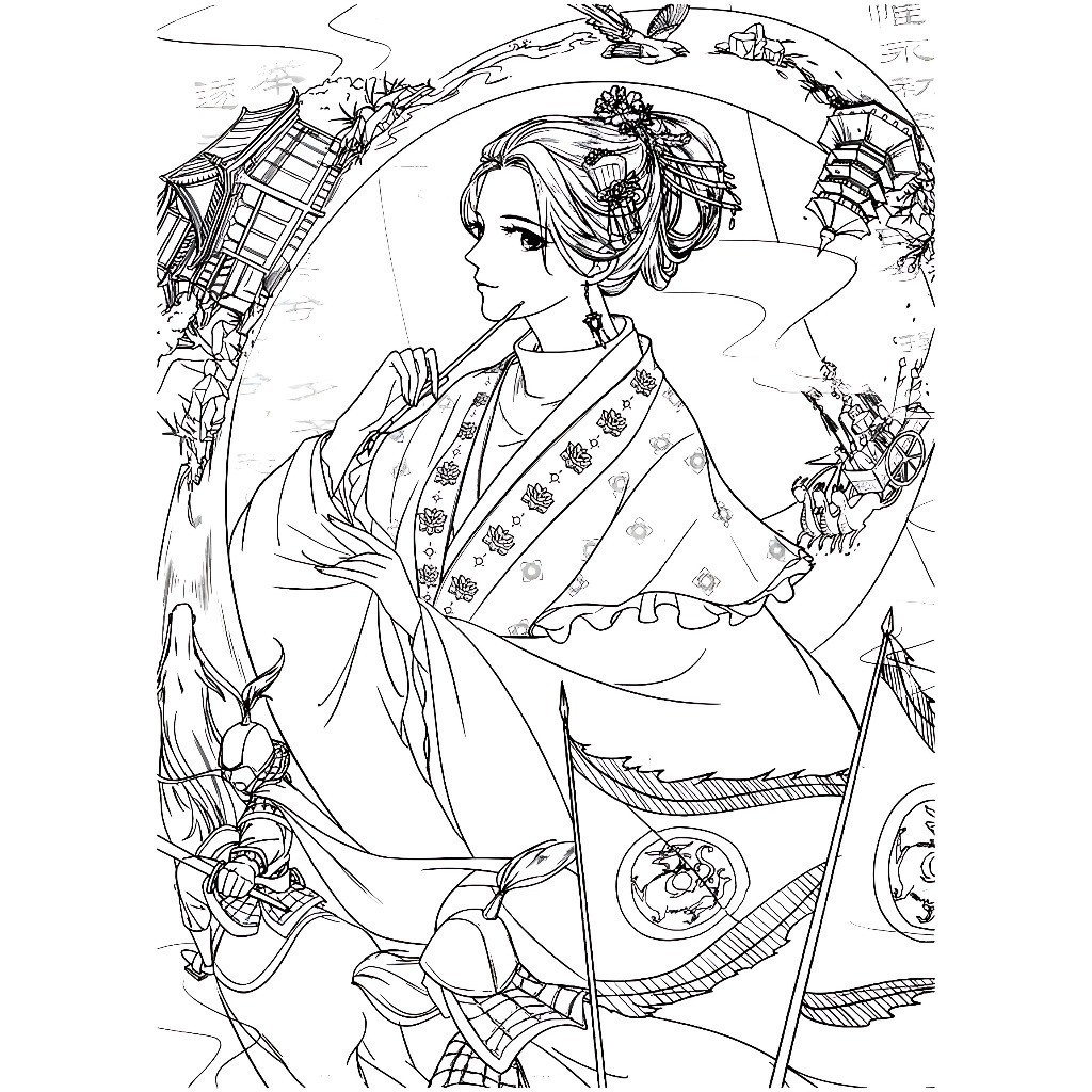 Combo Set of 50 Manga, Manhua and modern coloring pages, A4 size ...