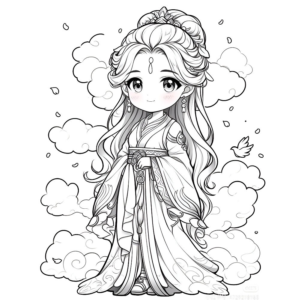 Ancient Chibi Coloring Pages - Set of 50 Pictures - Beautiful Thick ...