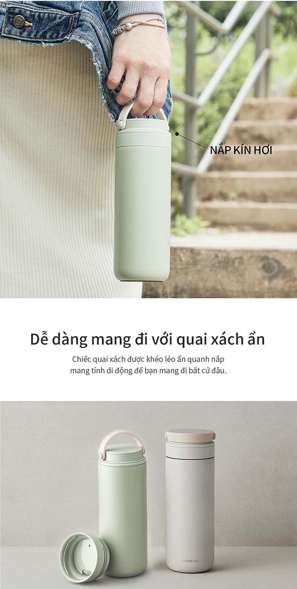 LocknLock thermos bottle 475ml Metro Two Way LHC4274 Mint Green, with ...