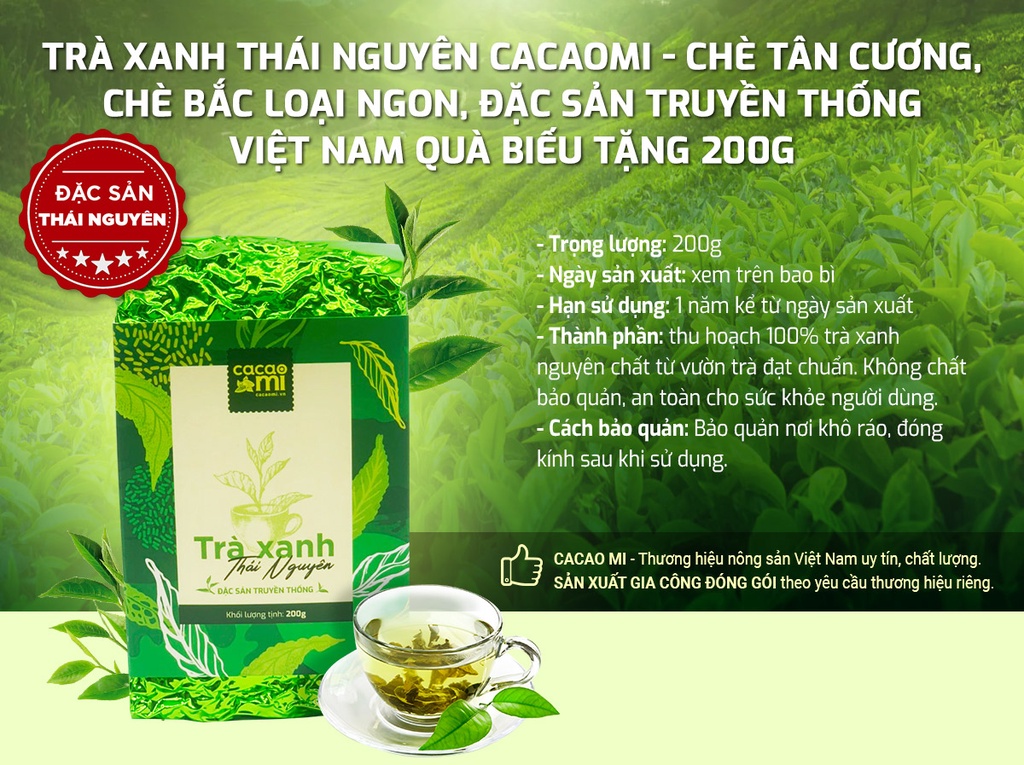 Thai Nguyen green tea CACAOMI Tan Cuong tea, traditional Vietnamese ...