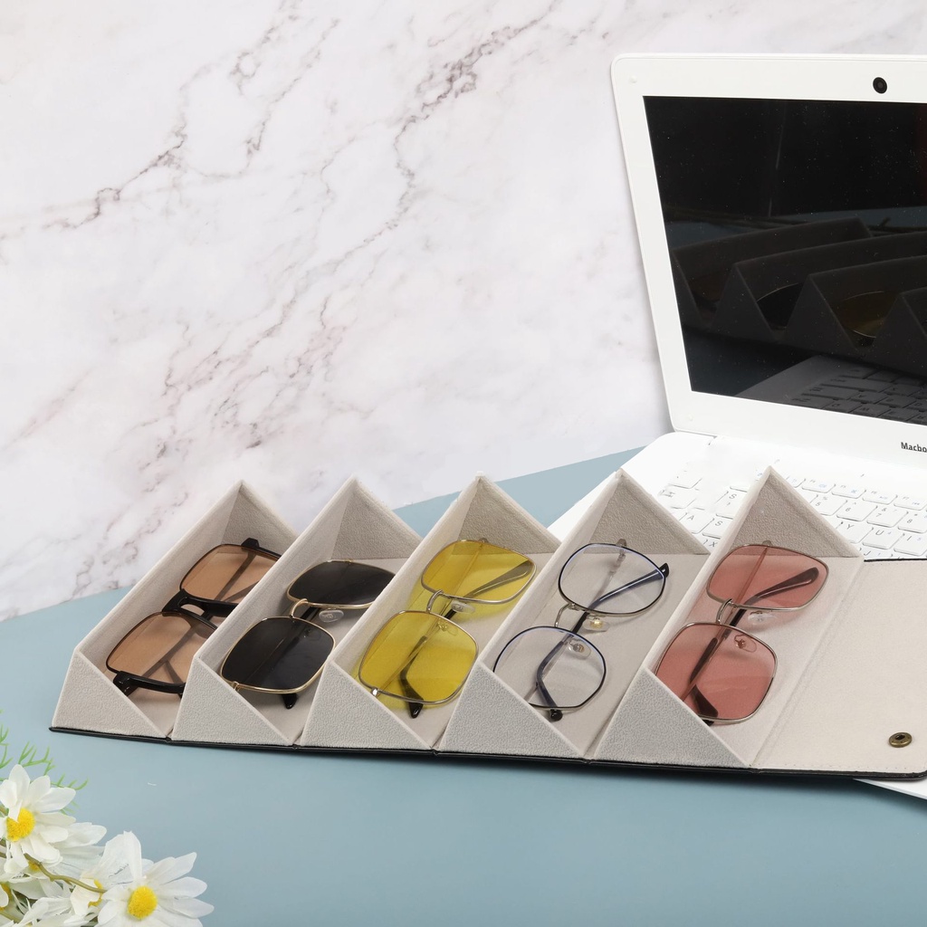 Leather Storage Box Portable Eyeglasses Holder Glasses Organizer Travel ...