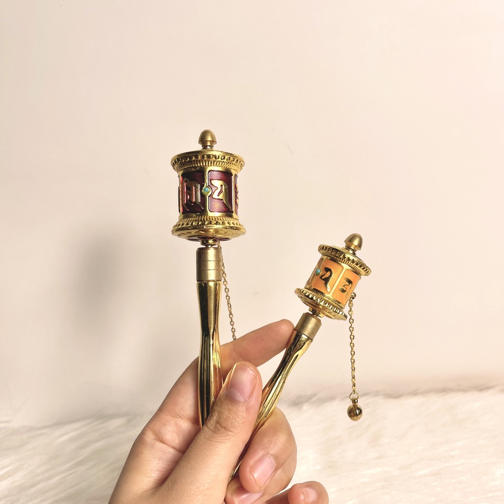 Tibetan Hand Rotating Sutra Wheel Compact and Easy to Use - Thai Linh ...