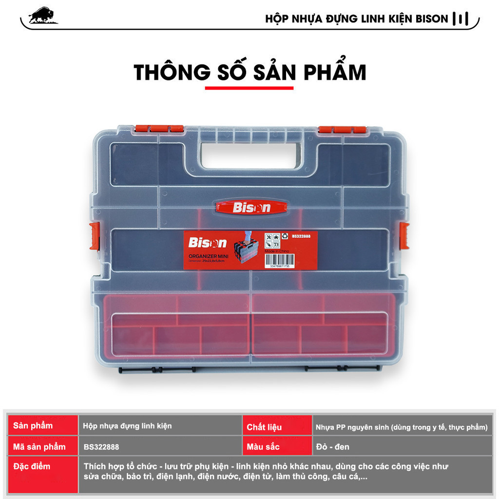 Bison plastic parts storage box with many convenient compartments for ...