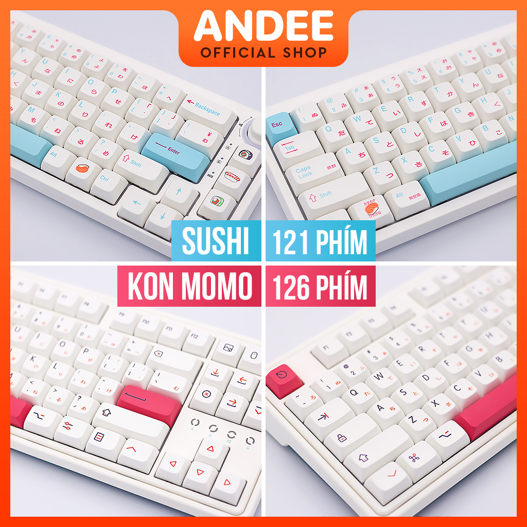 Xda Sushi - Kon Momo bilingual 9mm PBT keyboard button Keycap, cute ...