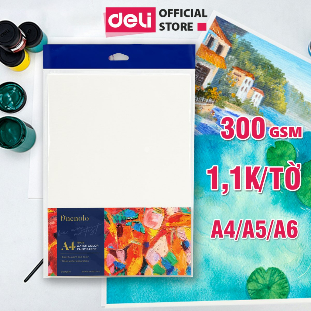 Combo of 16 Sheets of Watercolor Paper 300gsm A4 A5 A6 Deli - Gouache ...