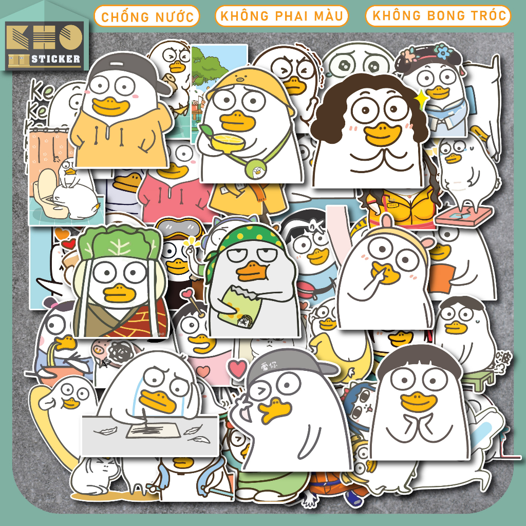 Combo of 50 Waterproof Cute Duck Stickers stickers for laptops, phones ...