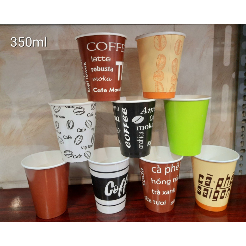 50 Paper Cups 12oz 350ML 2PE (with or without lid) (random delivery ...