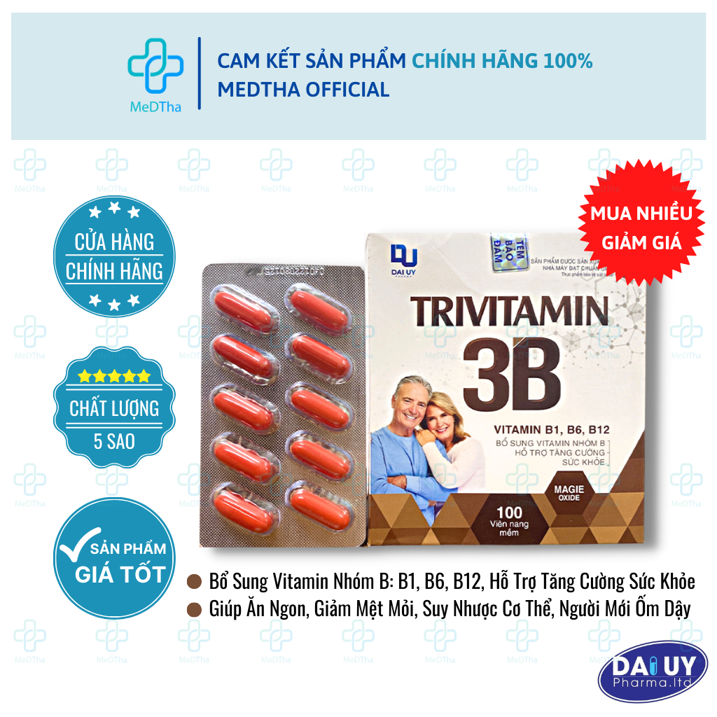 Trivitamin 3B - Vitamin 3B, Improves Health, Nerves, Insomnia, Vitamin B1 B6 B12 (Box of 100 ...