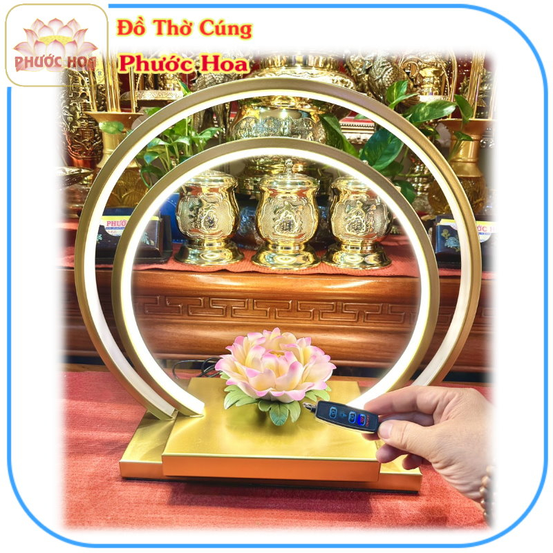 Aura LED circle Decor Buddha Statue - Metal base - Altar lamp ...