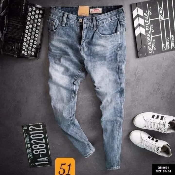 Code No. QJN51 Men's plain blue jeans, easy to match with shirts, sizes ...