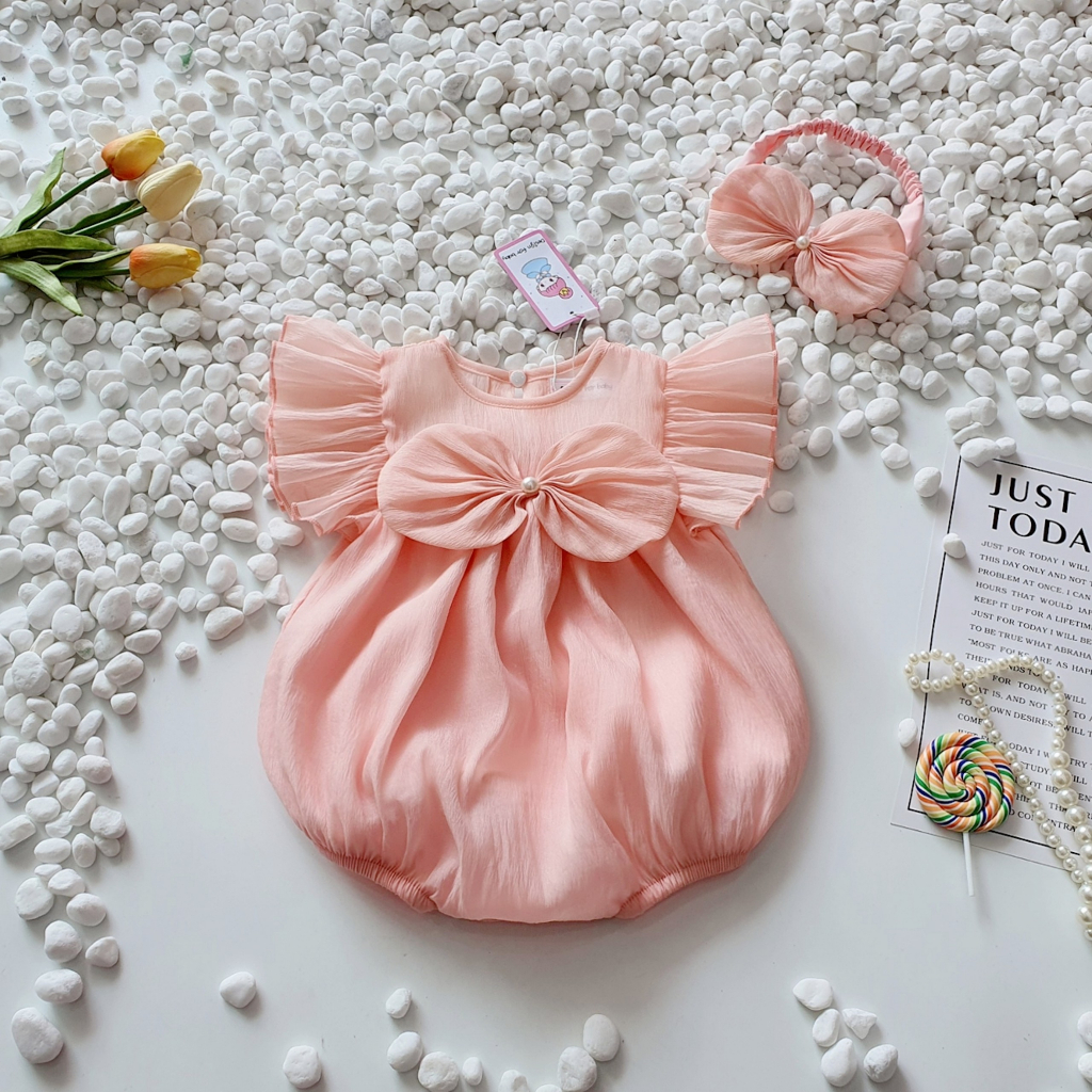 Body Pearl Bow Light Pink + Cream Color, Bodysuit, Body Suit For Girls ...