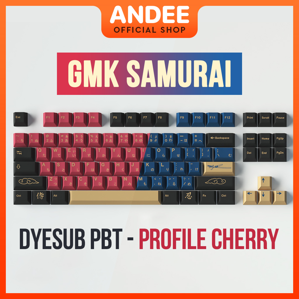 Beautiful color GMK Samurai Red Blue PBT Dyesub keyboard button Keycap ...