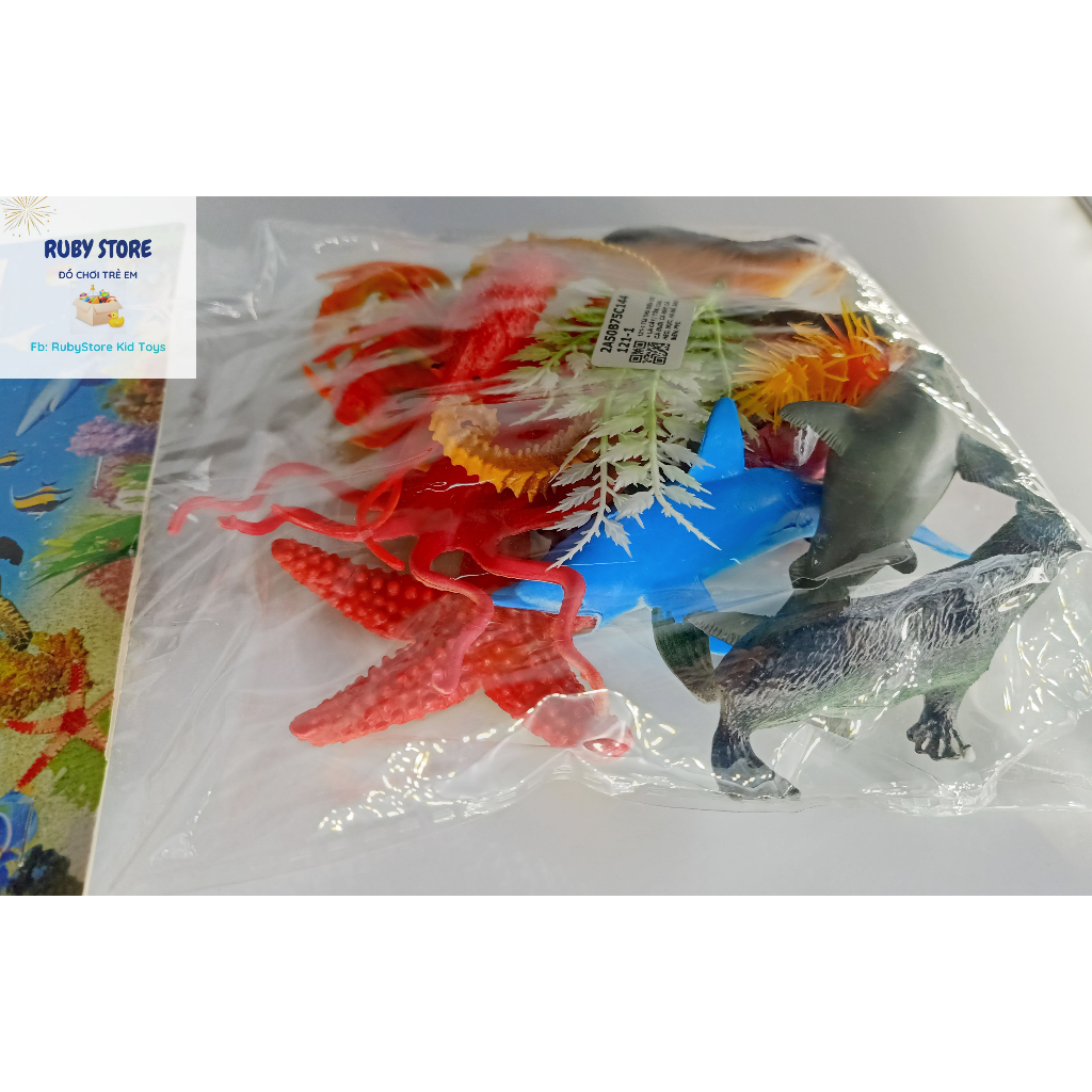 Toy BAG OF 12 SEA BEAST MODELS (DOLPHIN, SHARK, CRANE, Stingray ...