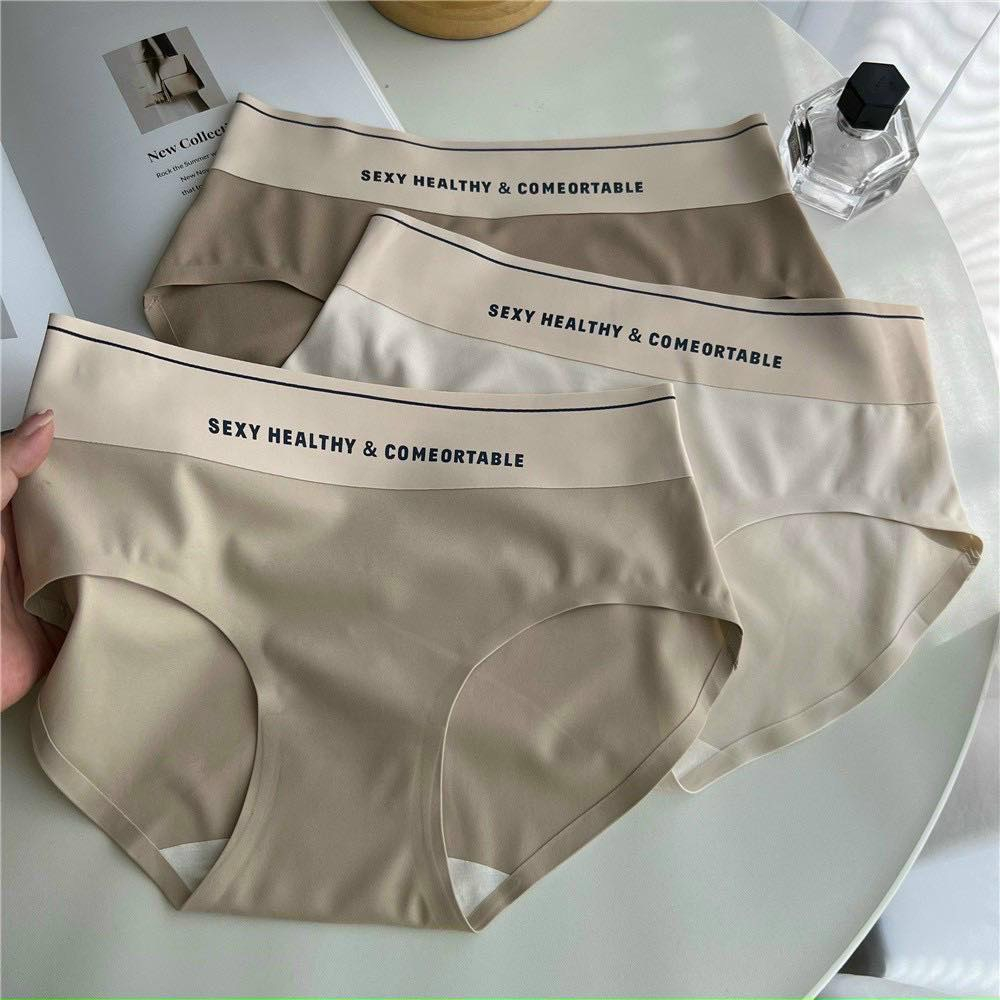 Set of 5 Women's Underwear Molded Cold Elastic Seamless Letter Sexy ...