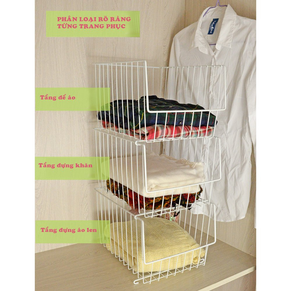 Wardrobe divider shelf, multi-layer stackable metal clothes shelf ...
