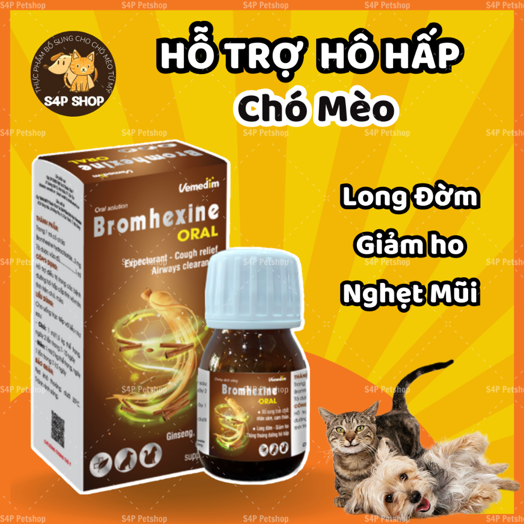 Cough syrup for dogs and cats, Bromhexine oral helps clear phlegm ...