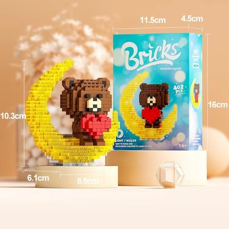 Lego Brown Bear Heart With LED Multiple Patterns - Cartoon Assembly ...