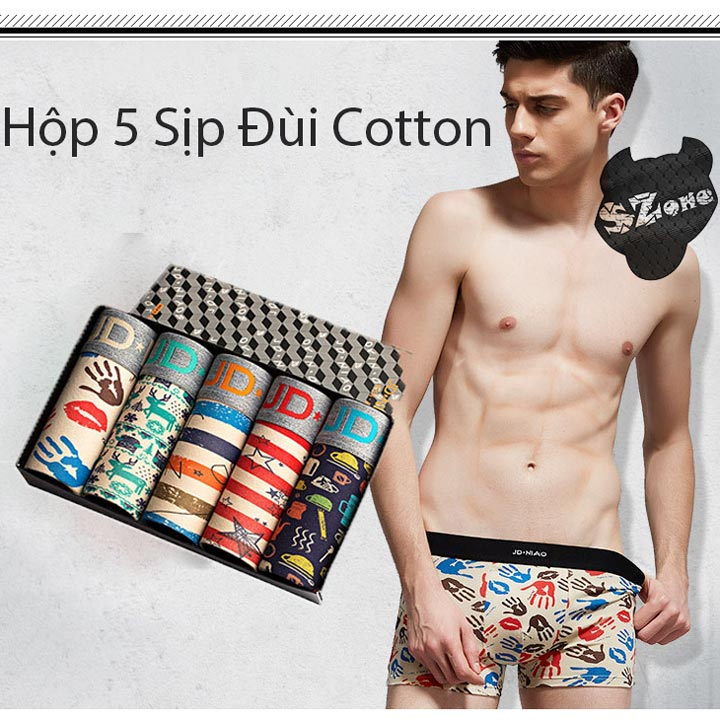 Combo box of 5 men's boxer briefs SZone SQB101 Map, men's thigh briefs ...