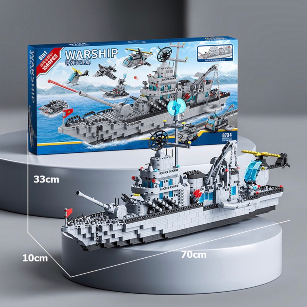 Giant Ship lego Toy Set With 1560 Details, Assembled 6 in 1 Battleship ...