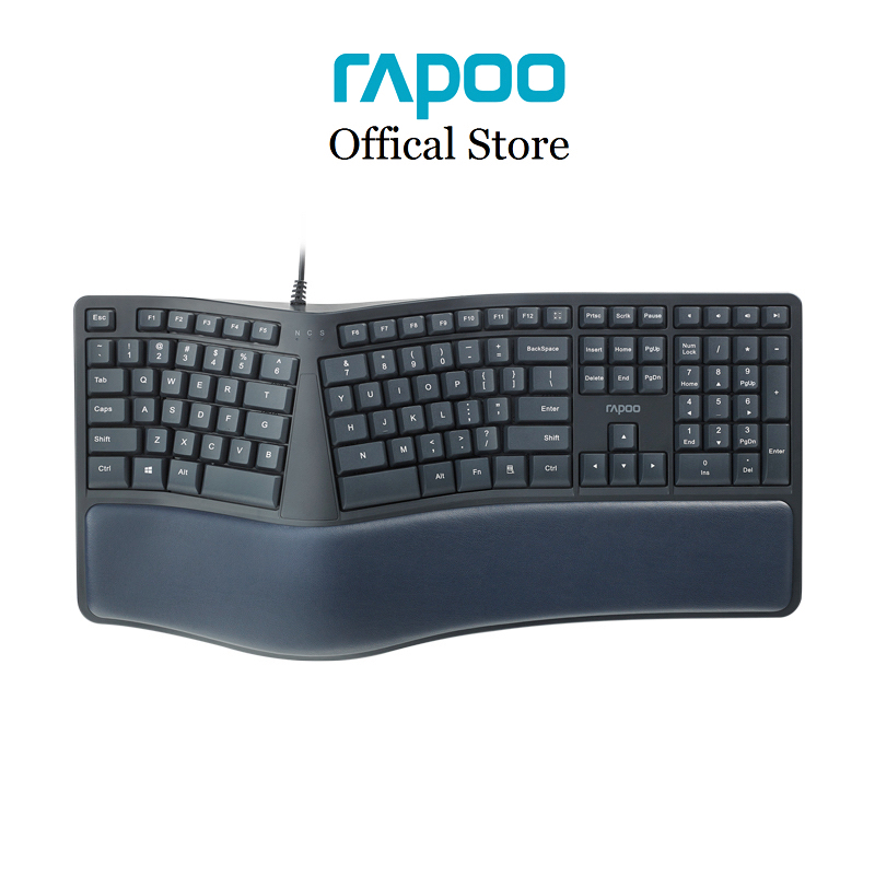 Rapoo NK8800 Ergonomic Wired Keyboard with natural curve, 110 keys (13 ...