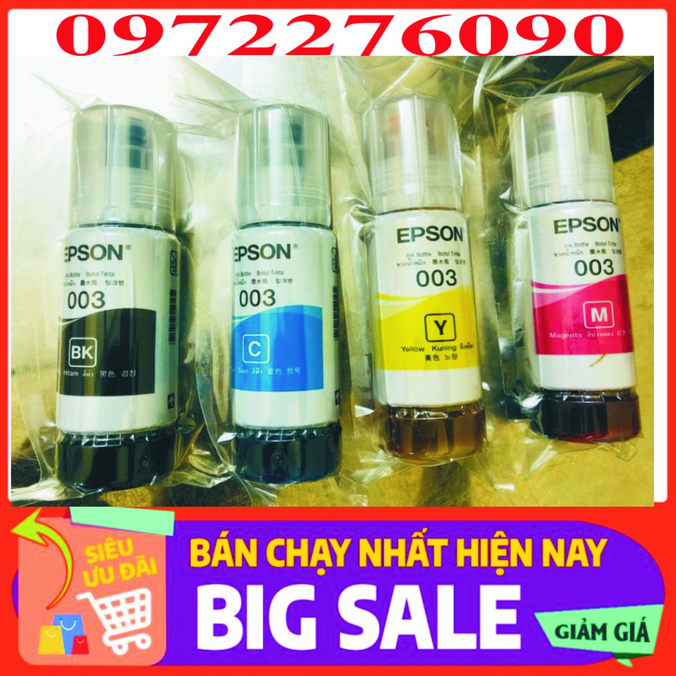 4-color ink set code 003 for Epson L1110, L3110, L3150, L4150, L5190 ...