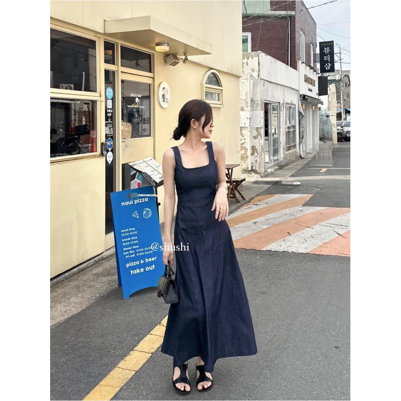 Gil Denim Dress - U-Neck Denim Dress (Official Photo) | Shopee Singapore
