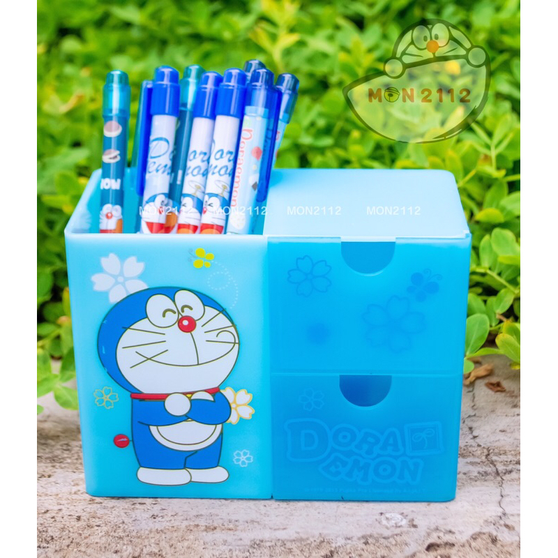 Doraemon Doremon can with two compartments for thailand writing pens ...
