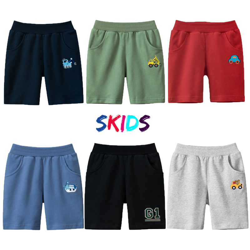 Korean boys' shorts embroidered with dinosaur cars made of soft cotton ...