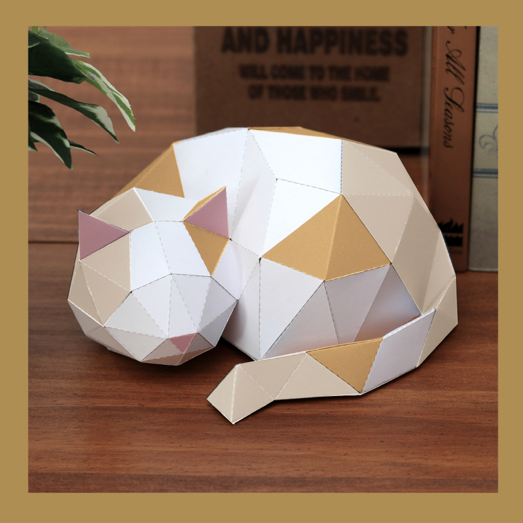 Polygon Model - Paper 3D cat (cat / papercraft) | Shopee Singapore