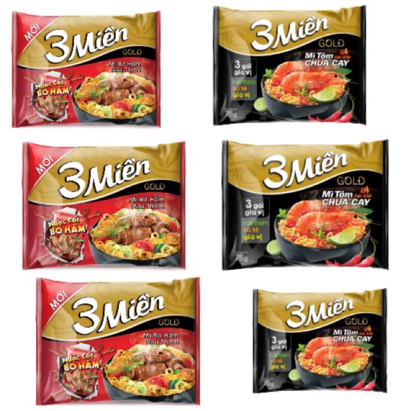 Combo 5 - 10 packs of 3 regions Gold noodles with stewed beef/special ...
