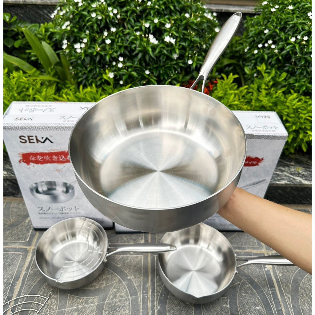 Deep stainless steel pan, stainless steel non-stick pan for all types ...