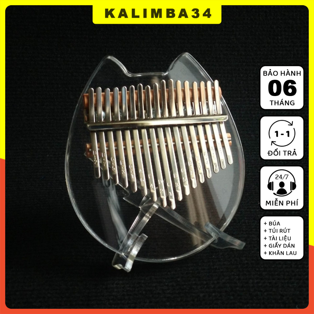 17-key cat head-shaped transparent Kalimba KL34, solid crystal Kalimba ...