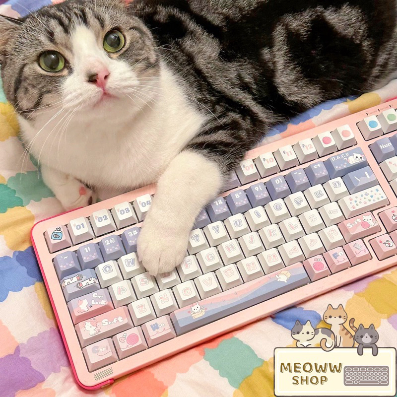 Cute Cat Keycap in Cute pastel colors for mechanical keyboard | Shopee ...