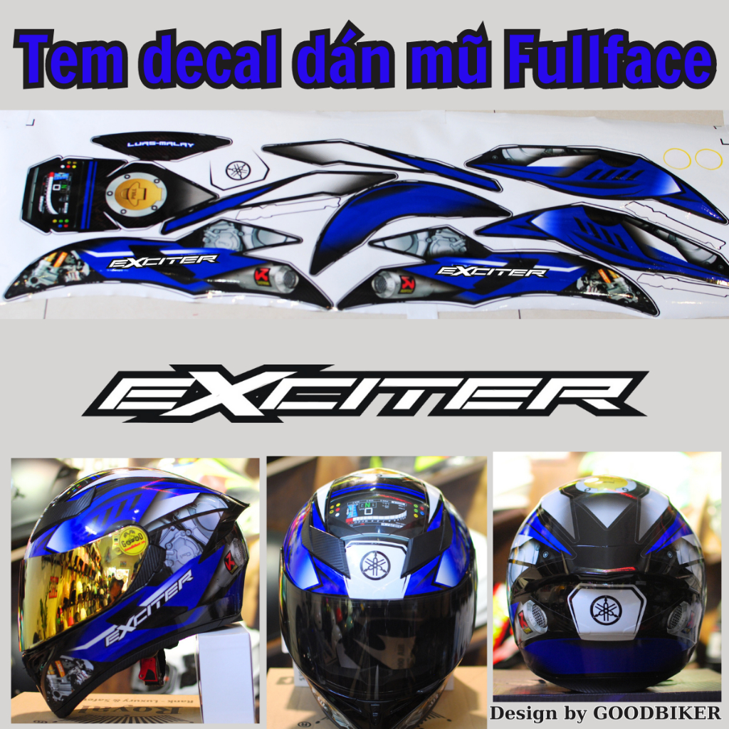 Yamaha EXCITER full-face helmet stickers in many colors | Shopee Singapore