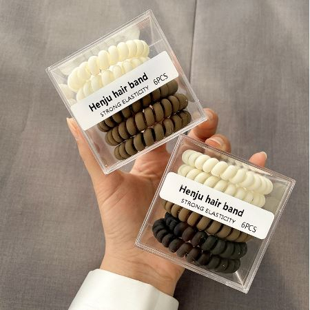 XO Box of 6 spring hair ties made of plastic that won't break hair ...