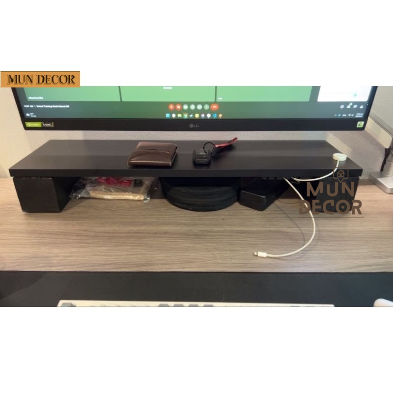 Hmr Wooden Computer and TV Monitor Shelf (Moisture-Proof MDF), Black ...