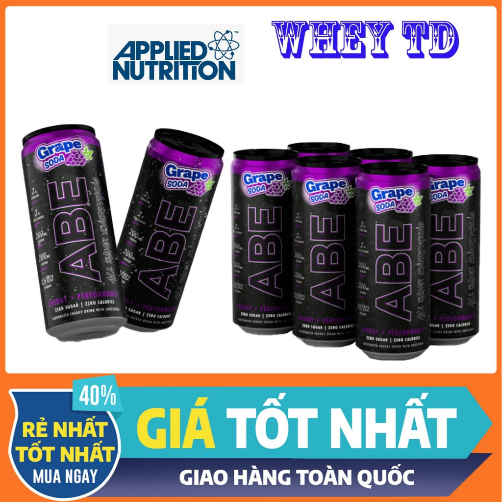 Combo of 12 cans of ABE Applied Nutrition 330ml Grape Soda flavor ...