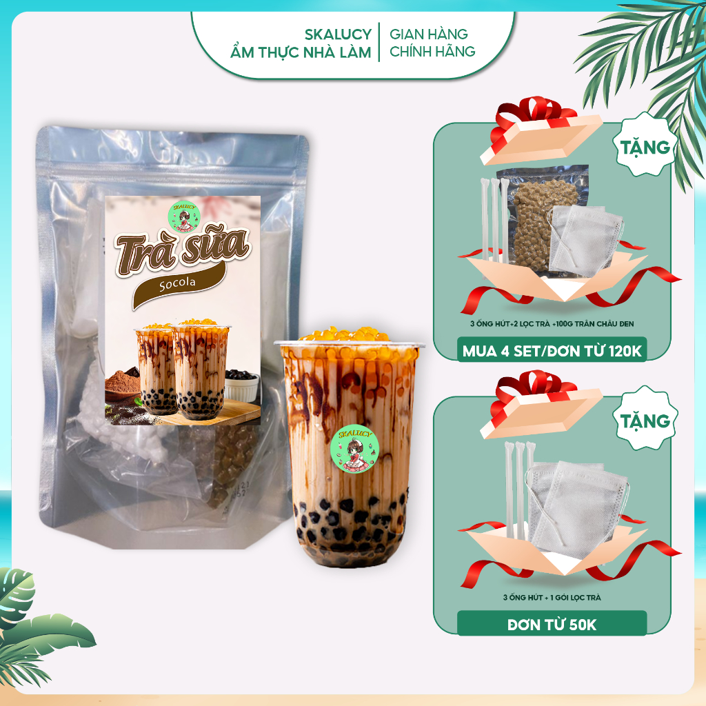Homemade milk tea Set with many pearl toppings, chocolate milk tea with ...