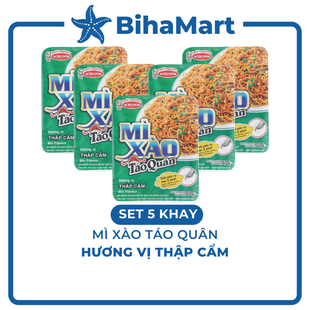 Acecook - APPLE QUAN fried noodles mixed flavor (85g/tray) (Green Apple ...