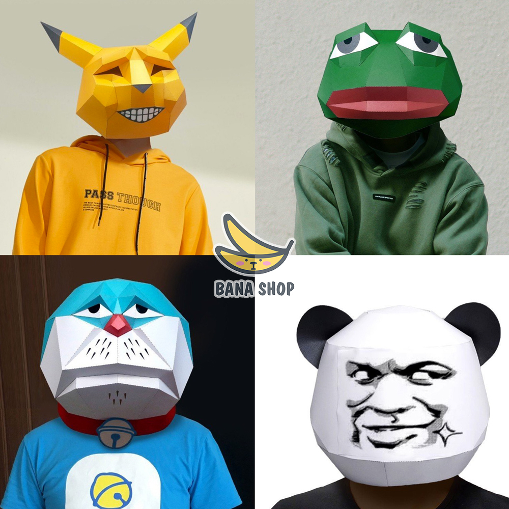 (DIY- self-assembled) Self-assembled 3D paper mask model wearing frog ...