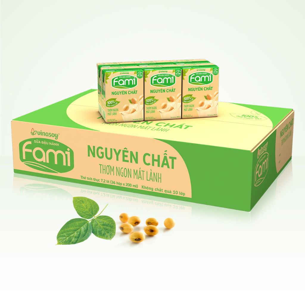 Carton of Fami Pure / Calcium / Low Sugar soy milk (36 boxes x 200ml ...