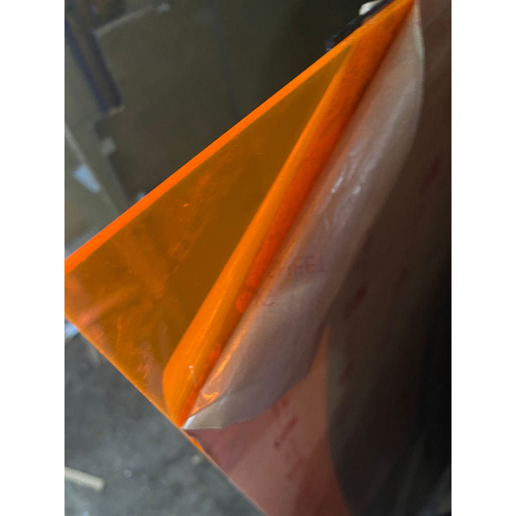 Orange translucent mica sheet, 3mm thick, large size, designed upon ...