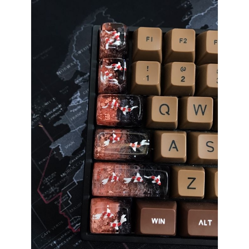 Koi fish resin keycap Set SA or OEM orange and black tone to decorate ...