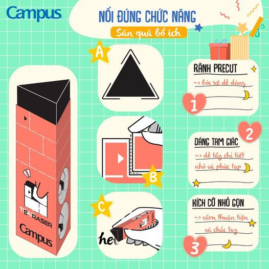 Campus eraser, triangle eraser, SAKURA, KAWAI, MEOW, LINE FIELD ...